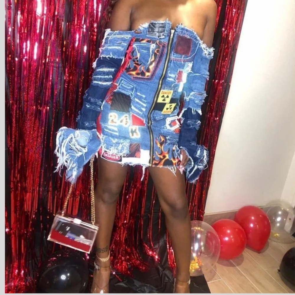 Kai Face Hot Shit Denim Dress - Gem